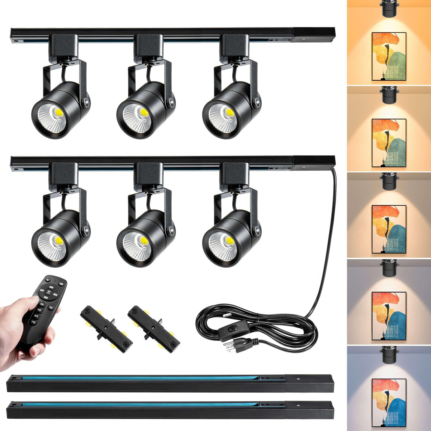 COHLU Plug in 6-Light LED Track Lighting Kit with Track Lighting Rails ...