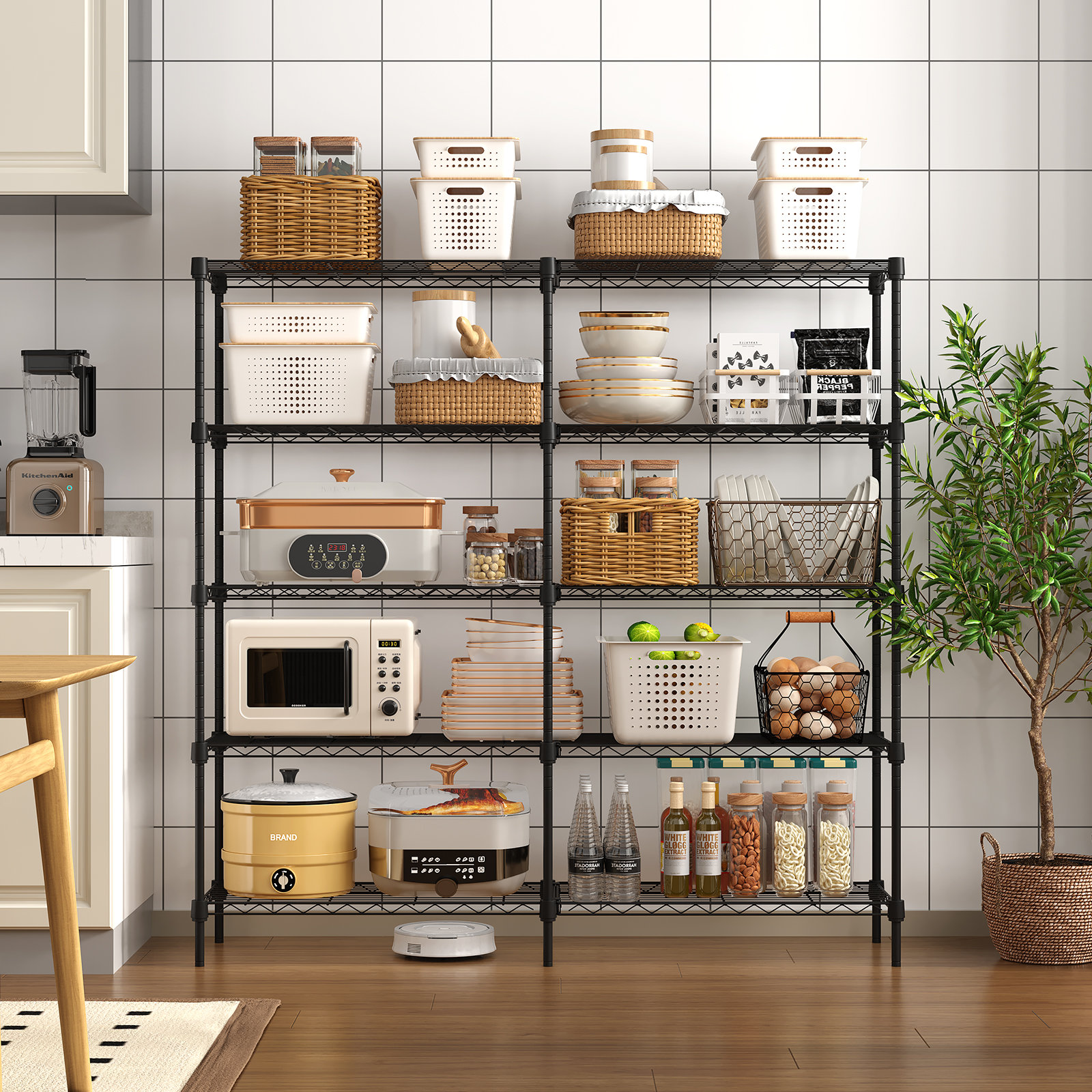 Rebrilliant 5 Tier Wire Shelving Garage Shelving Heavy Duty Adjustable ...