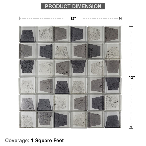 Symple Stuff Taourirt 12" x 12" Beveled Glass Grid Mosaic Wall Tile ...