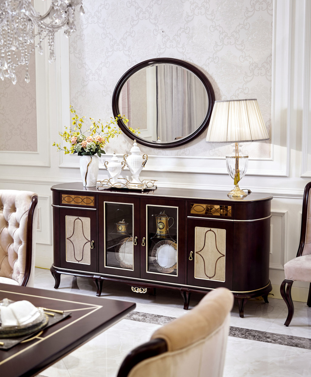 Infinity Furniture Import Woodway 78.7" Wide Solid Wood Buffet Table ...