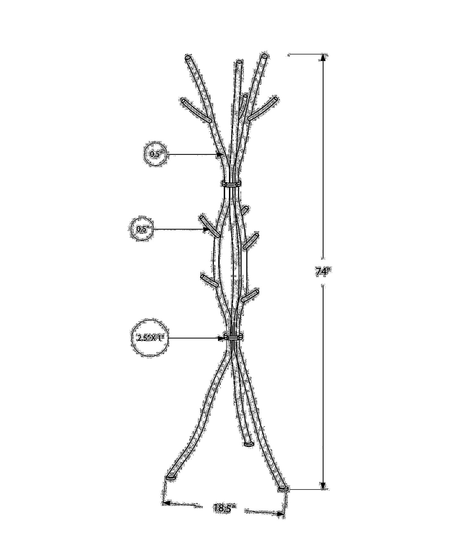 Zipcode Design™ Johnstown Coat Rack, Hall Tree, Free Standing, 11 Hooks ...