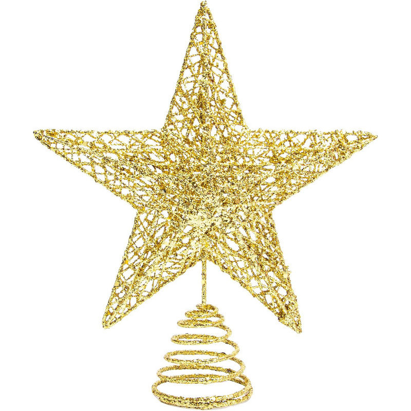 NOMBEL Christmas Tree Topper, 10" Gold Glittered Star with Hollow ...