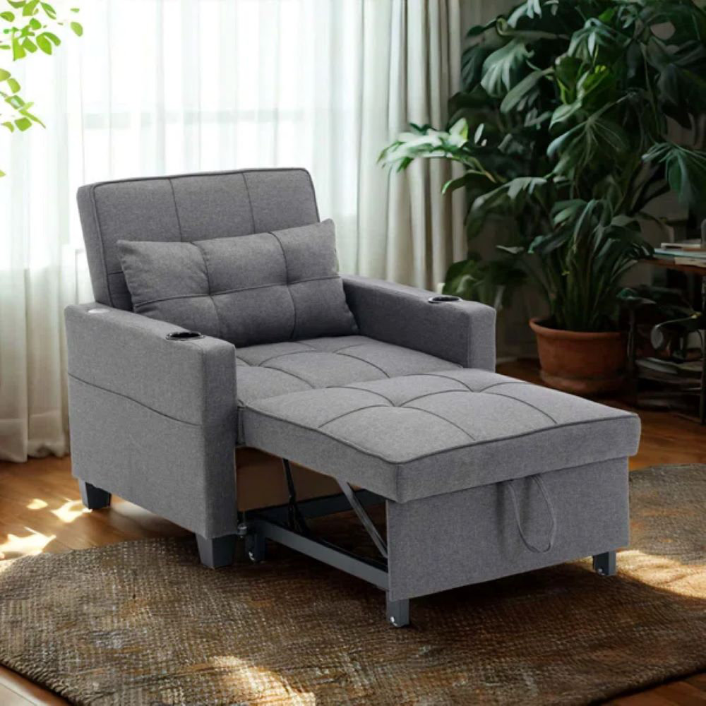 Trule 3 in 1 Convertible Sofa Bed with USB Ports, Pull-Out Sleeper ...