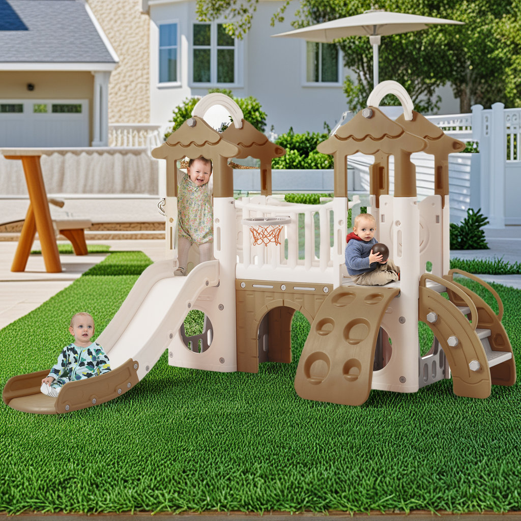 MINGZHE 8 In 1 Toddler Climber And Slide Set, Freestanding Kids Slide ...