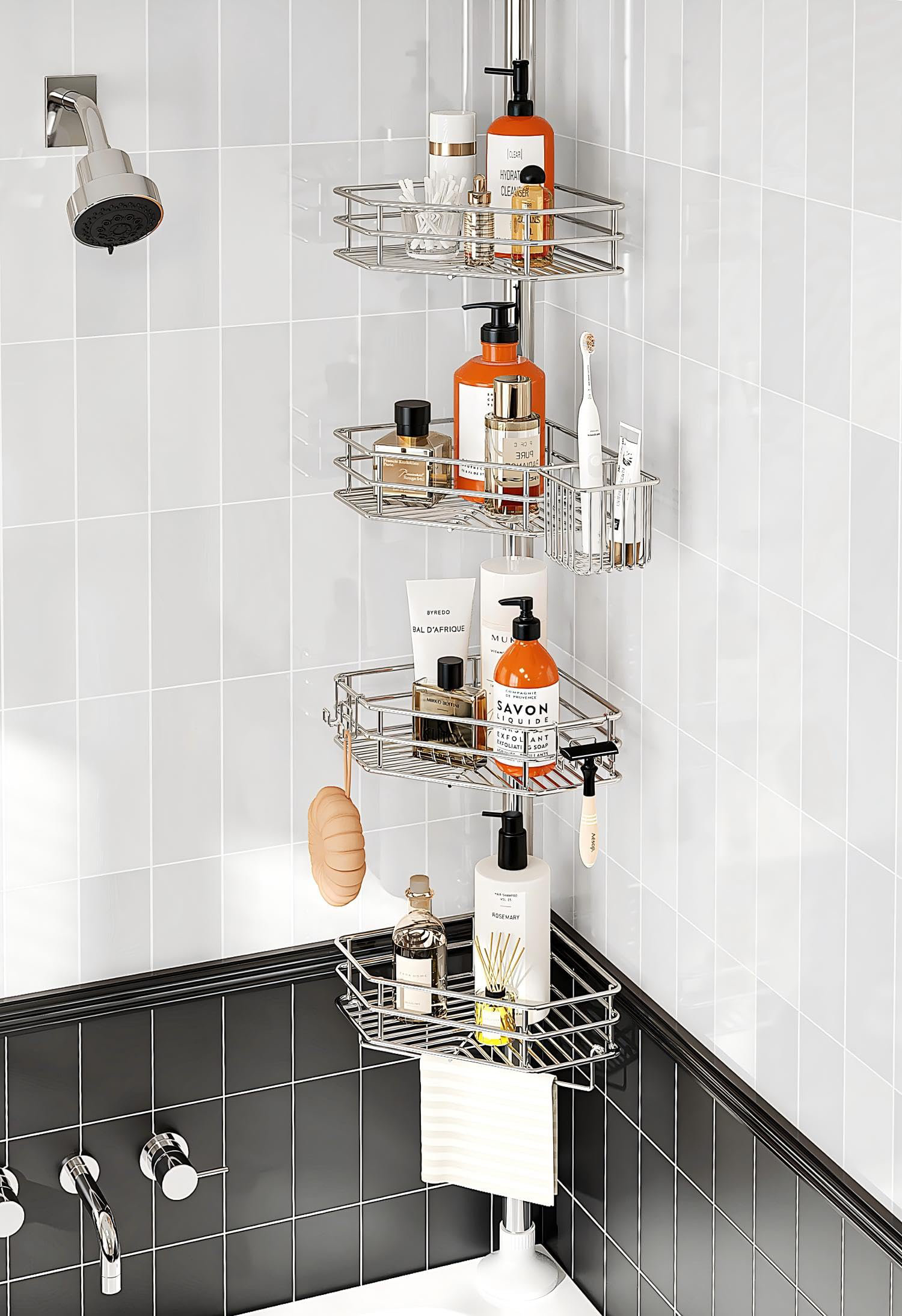 Rebrilliant Adjustable Shower Organizer Corner With 4 Shelves, No ...
