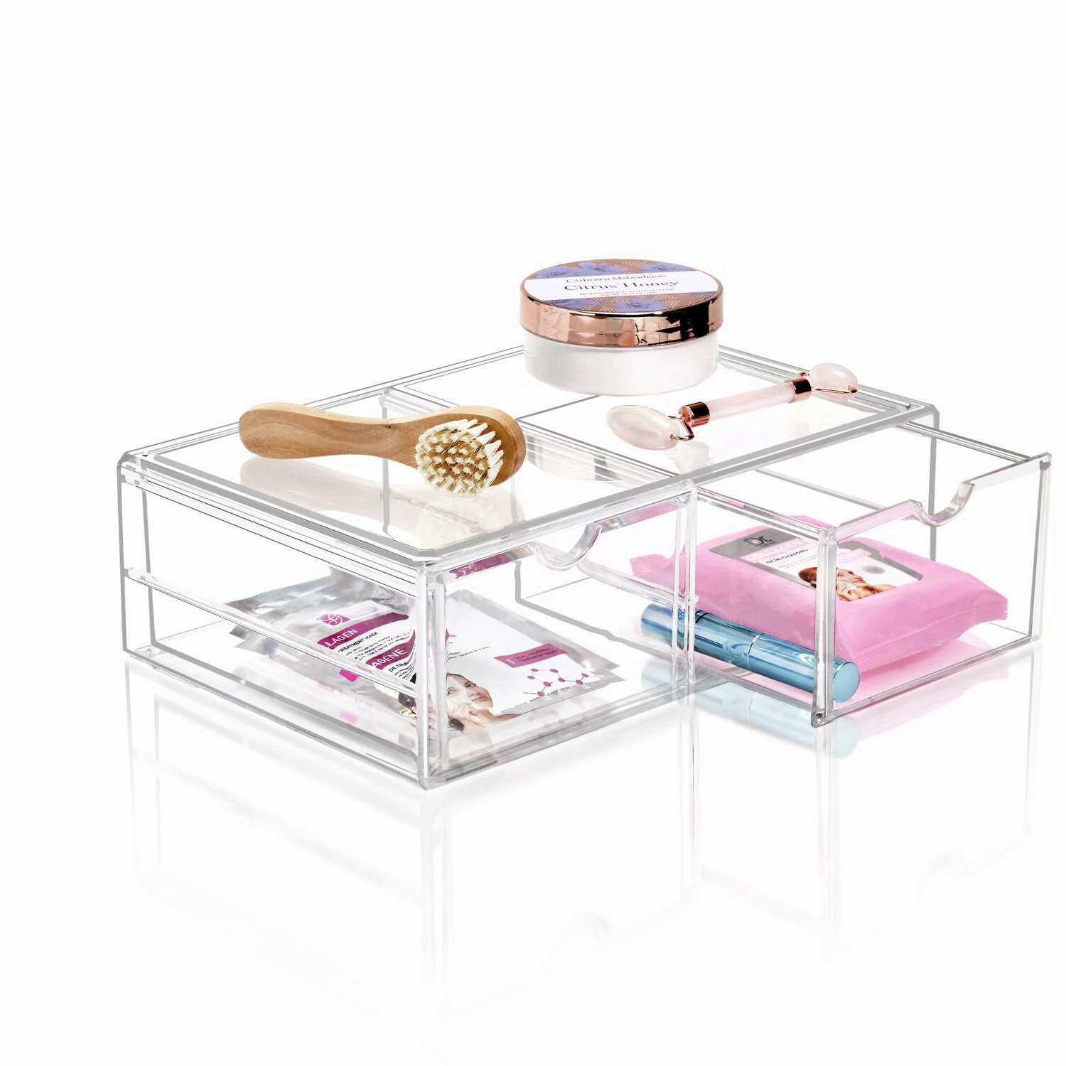 Hokku Designs ClearView Stackable Beauty Organizer - 2 Large Acrylic ...