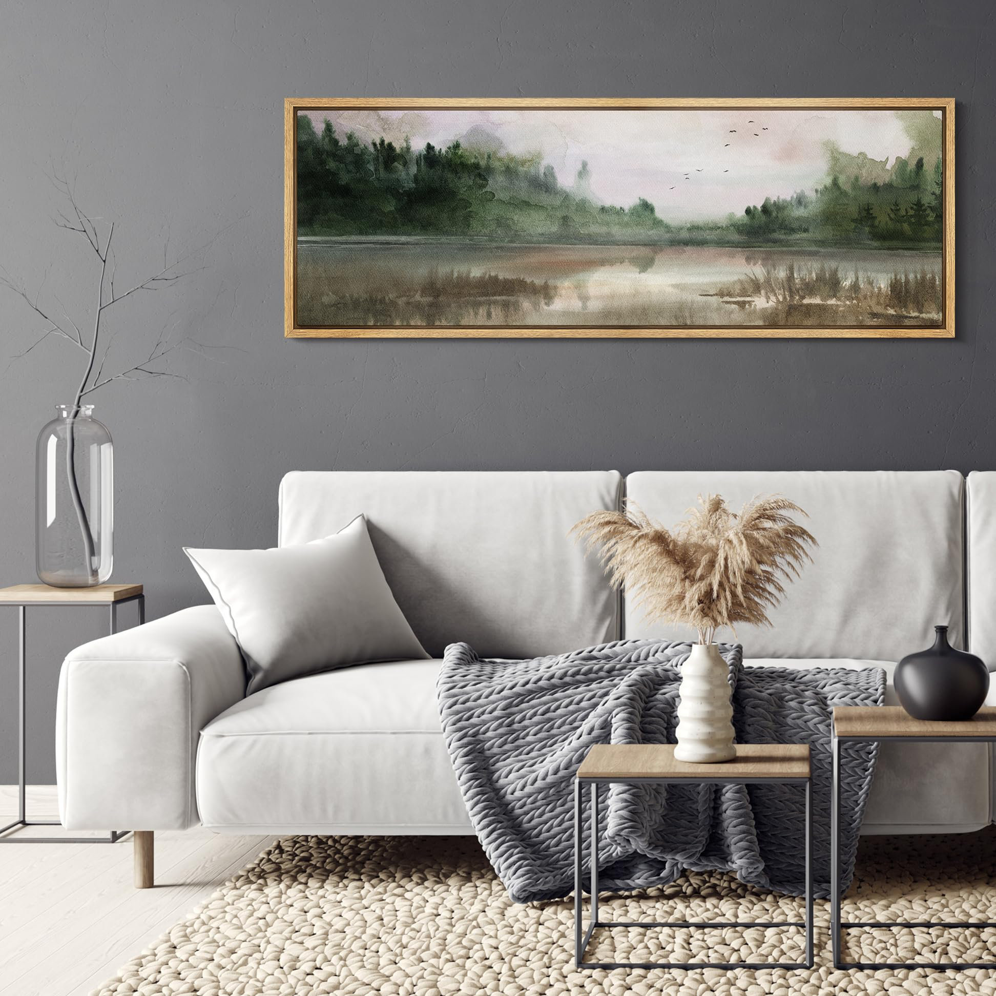 IDEA4WALL Rustic Countryside " Tranquil Lake Reflections Nature Landscape Rustic Retro Art Decor ...