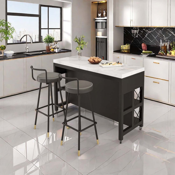 Hart Enjoy life Movable marble island, metal base counter | Wayfair
