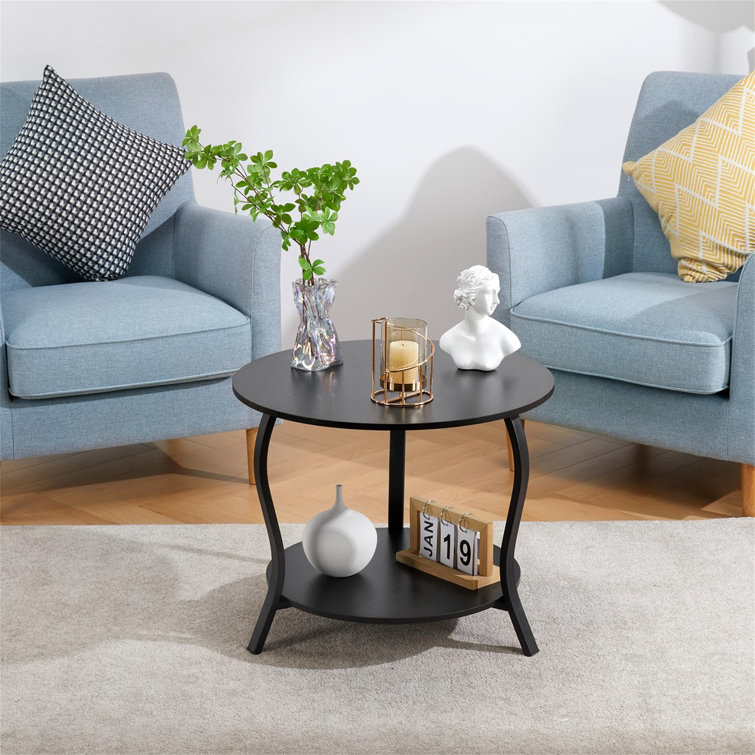 17 Stories Small Round Coffee Table With Storage, 2 Layers, 23" * 19 ...