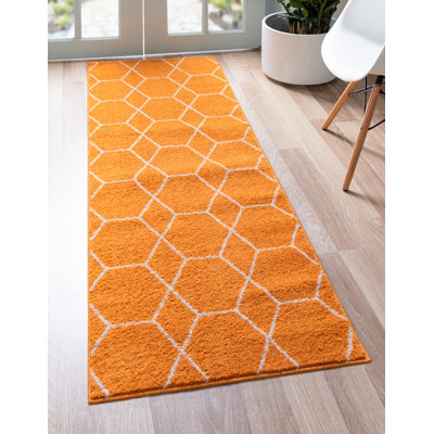 Wrought Studio Mariam Geometric Orange Area Rug & Reviews | Wayfair