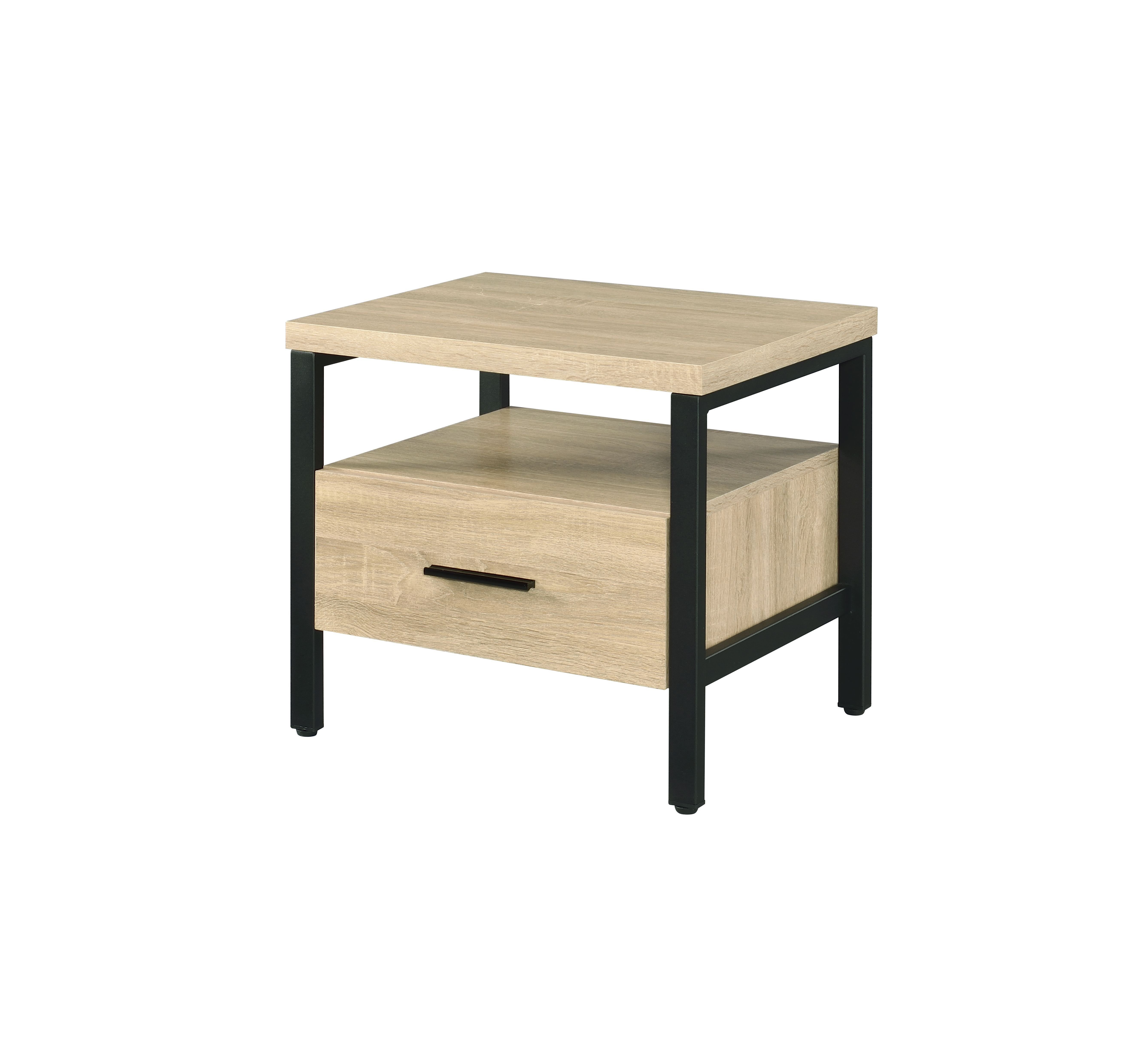 Latitude Run® Nicolas Nightstand with Drawer, Open Shelf & Metal Legs ...