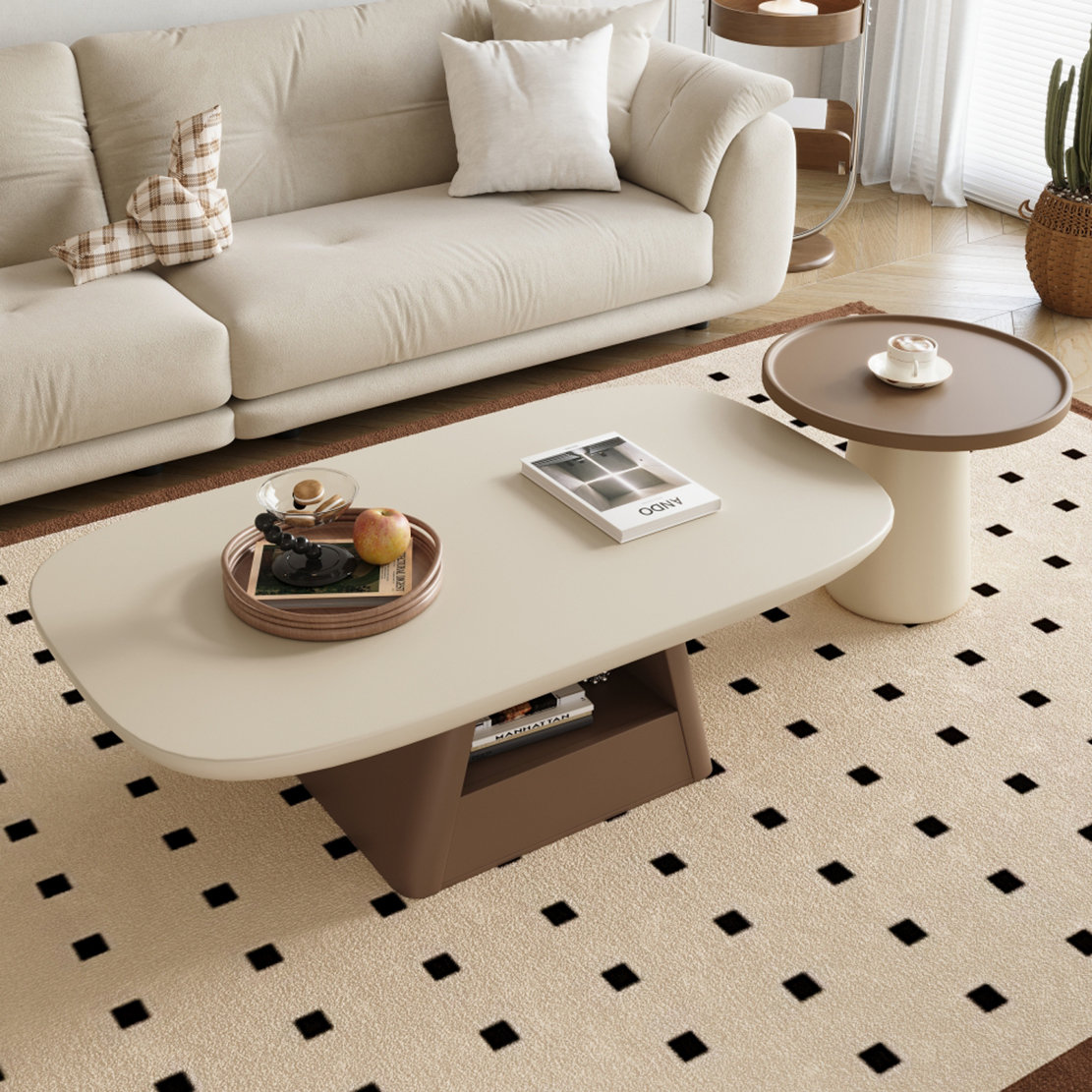 Creature B Comforts Cream wind small apartment coffee table | Wayfair