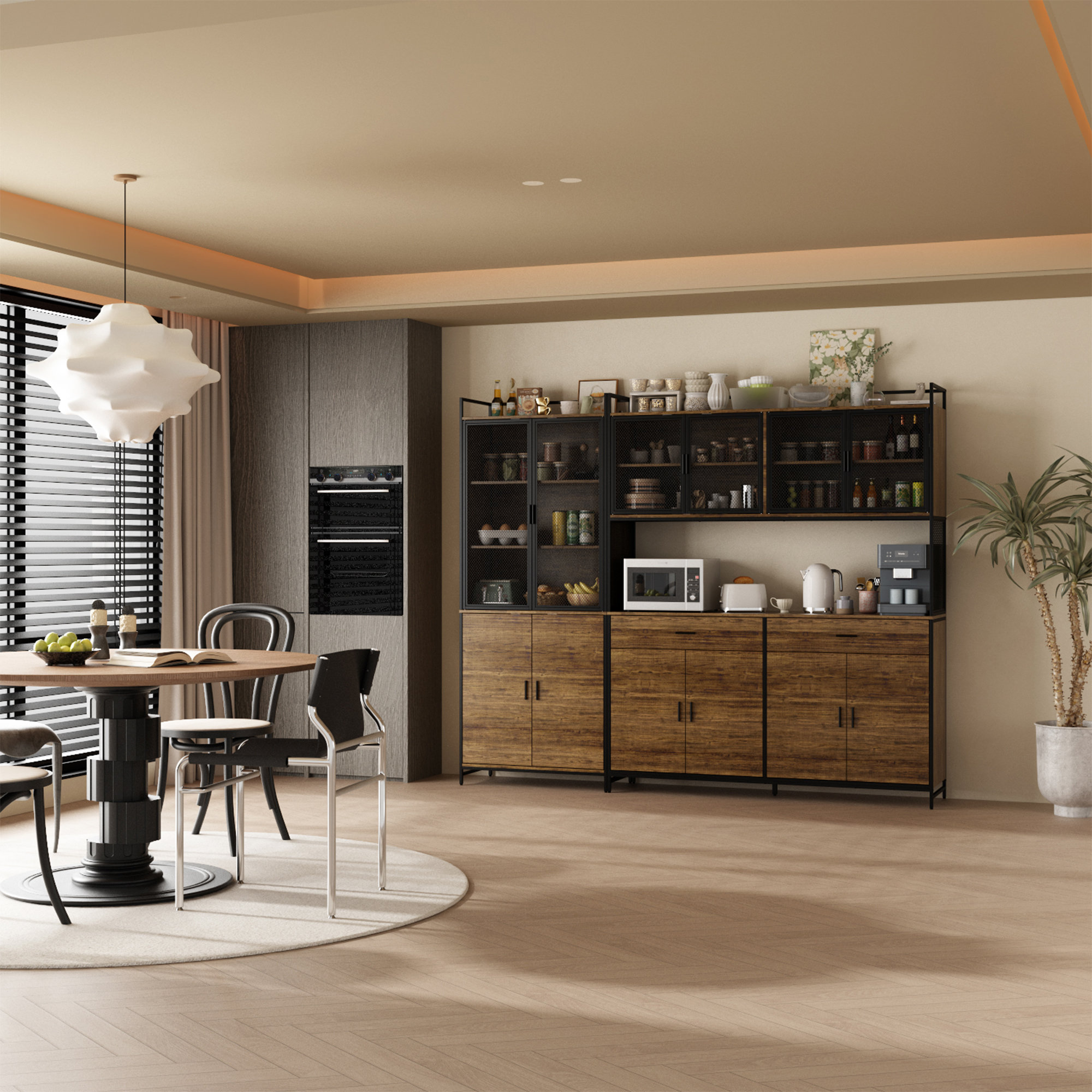 17 Stories Spacious Industrial Pantry Cabinet With Adjustable Shelves ...