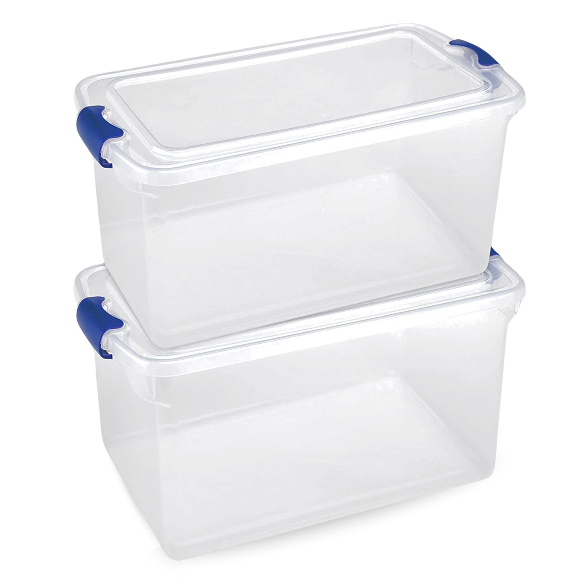 Rebrilliant 2-Pack Latching Lid, Large Clear Plastic Storage Bins With ...