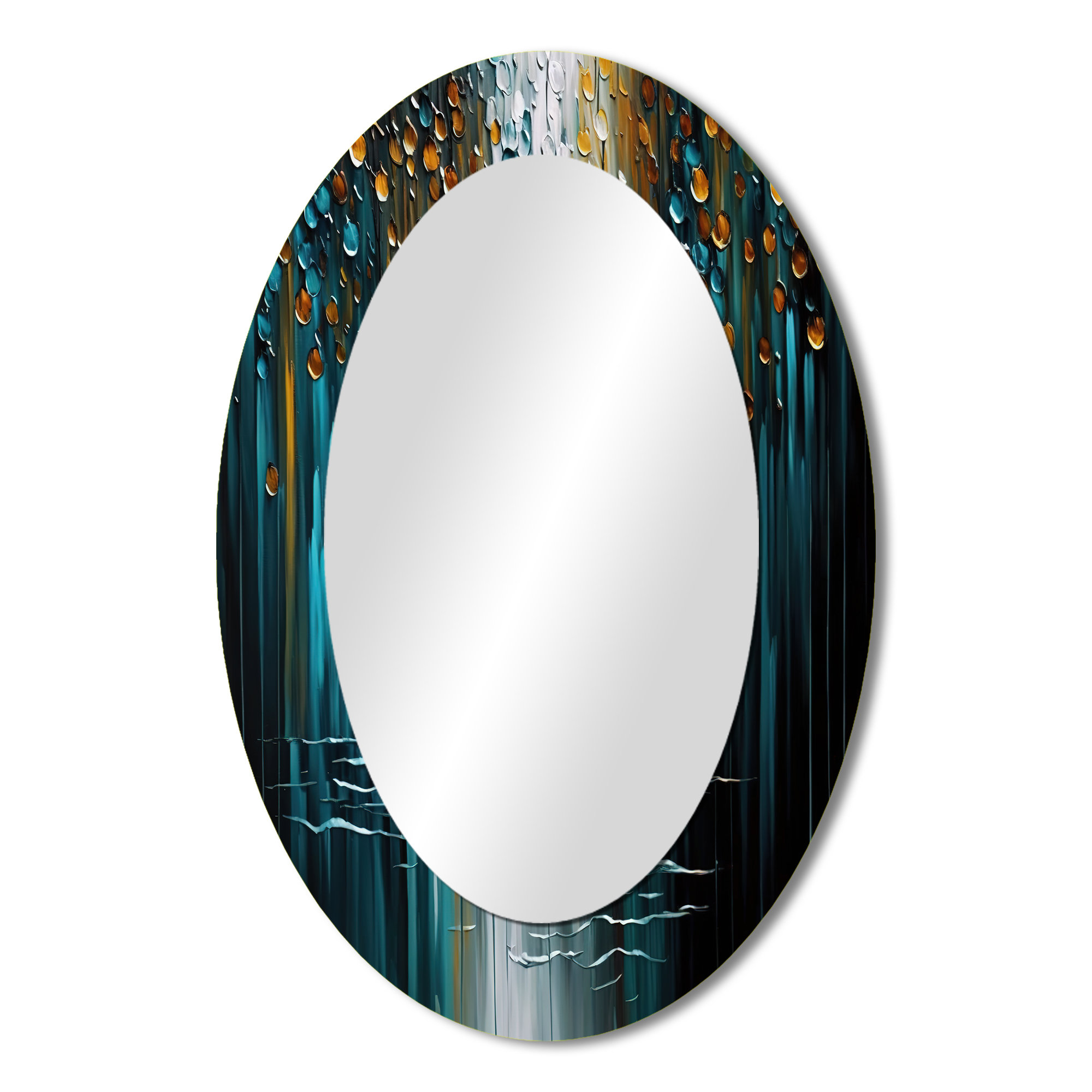 Dakota Fields Abstract Nature Trees Painting I - Black Oval Wall Mirror ...