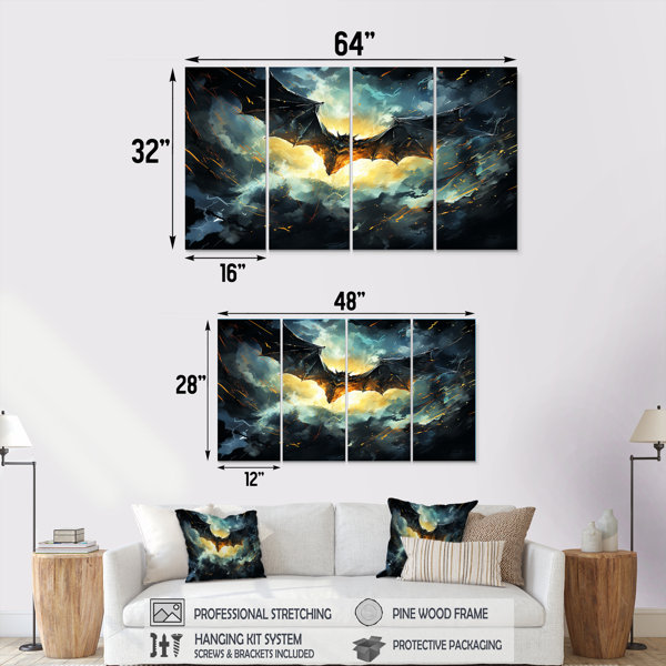 The Holiday Aisle® «Blue Watercolor Night Bat Charm I - Bat», art mural ...