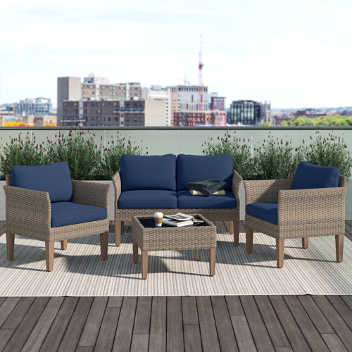 Wade Logan® Aubre 4-Piece Outdoor Conversation Set with Club Chairs and ...