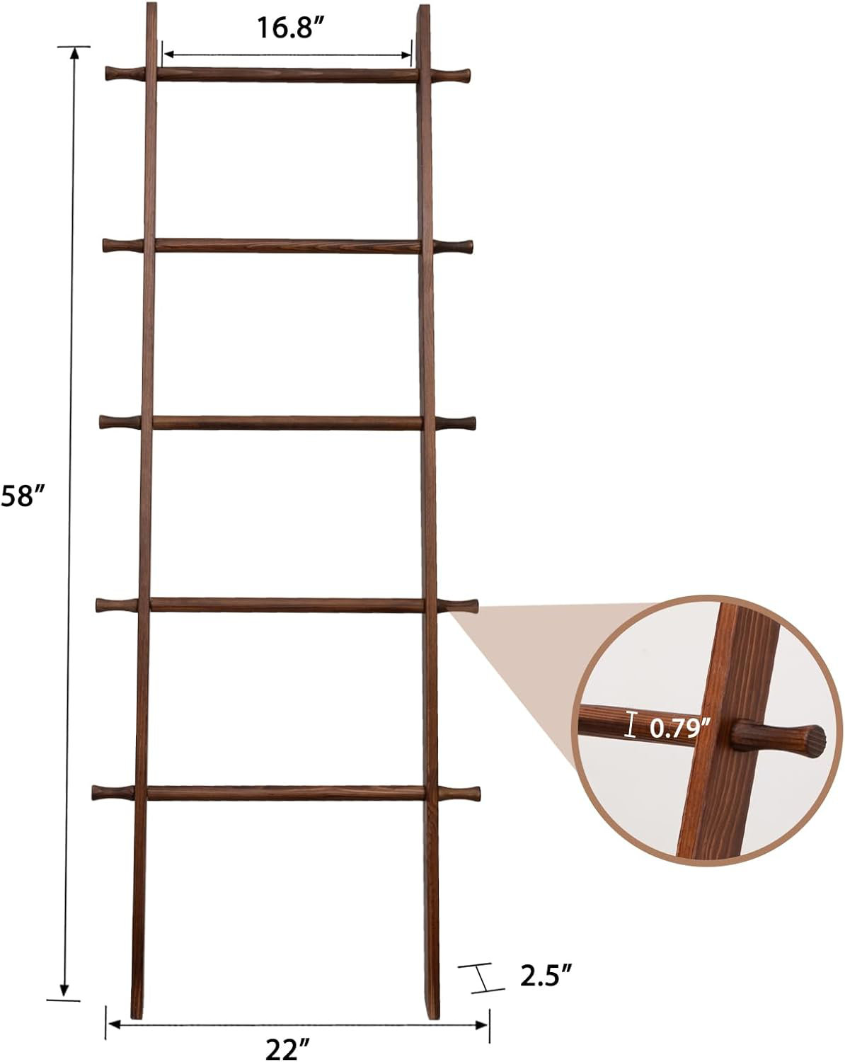 Hokku Designs Blanket Ladder, 5-Tier Wooden Quilt Stand, Decorative ...