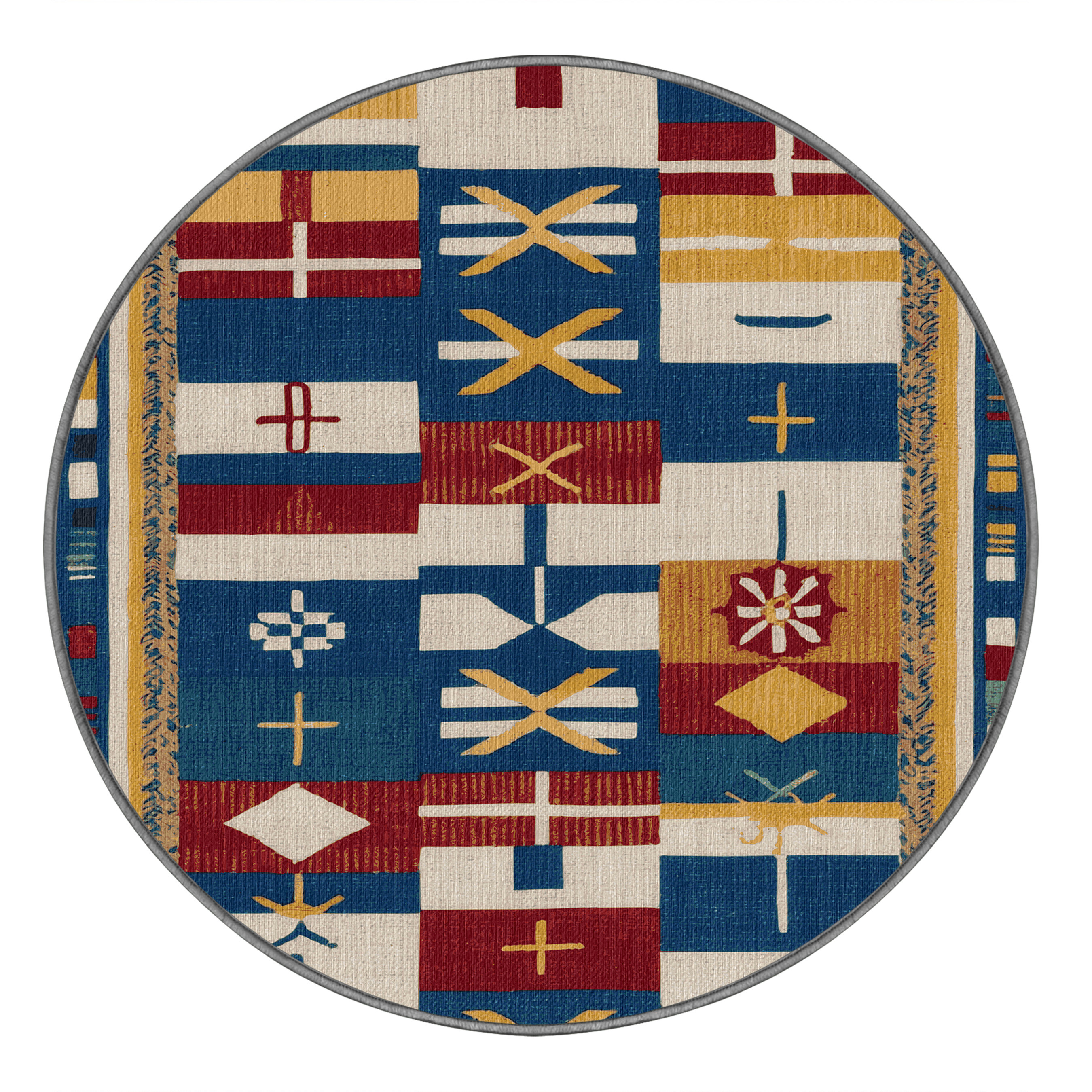 Rosalind Wheeler Washable Maritime Flags Border Coastal Area Rug | Wayfair