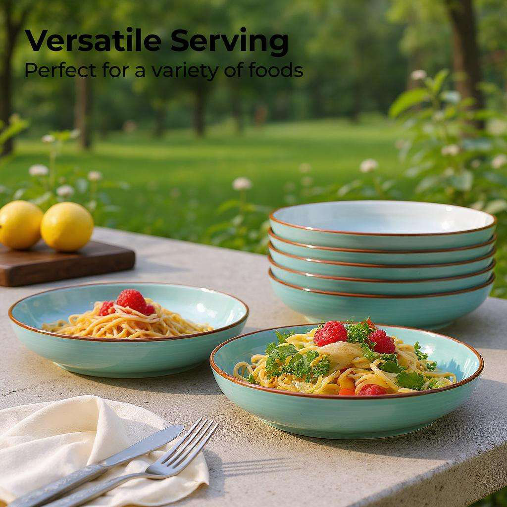 Ebern Designs 8.5" Gradient Blue Pasta Bowl Set of 6 | Wayfair