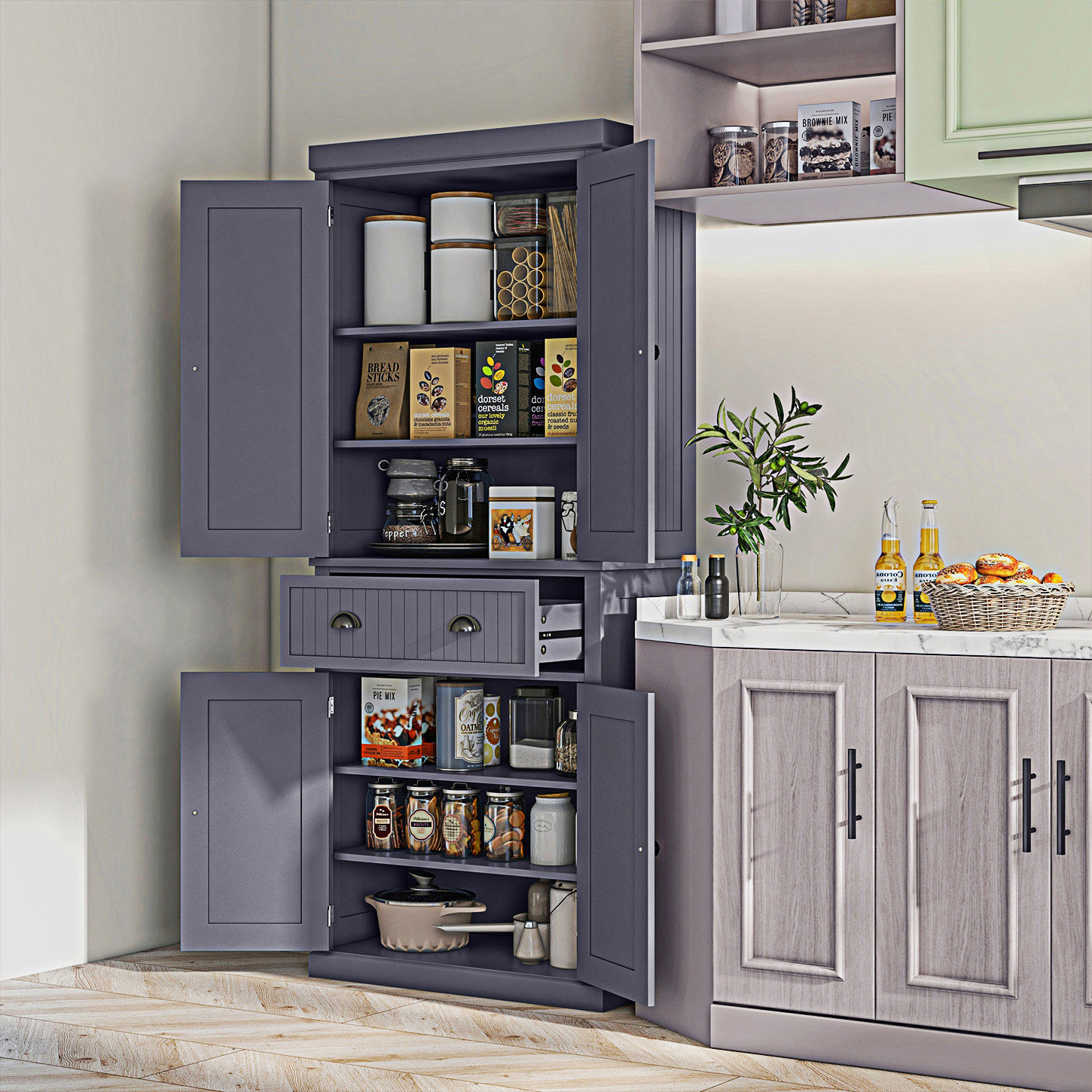 Lark Manor™ Kitchen Pantry Cabinet, Freestanding Tall Storage Cabinet ...