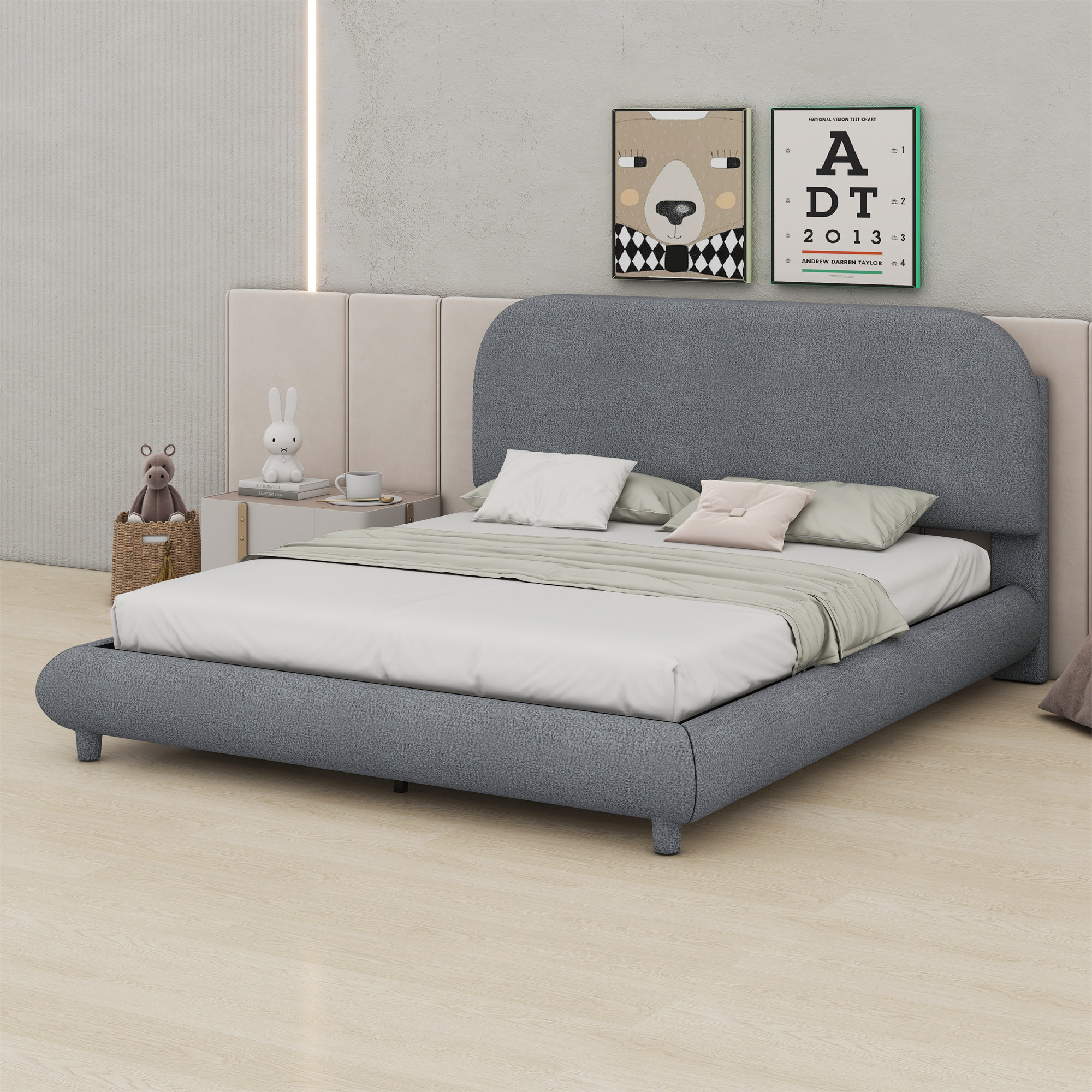 Latitude Run® Upholstered Platform Bed, Curve-Shaped Design | Wayfair