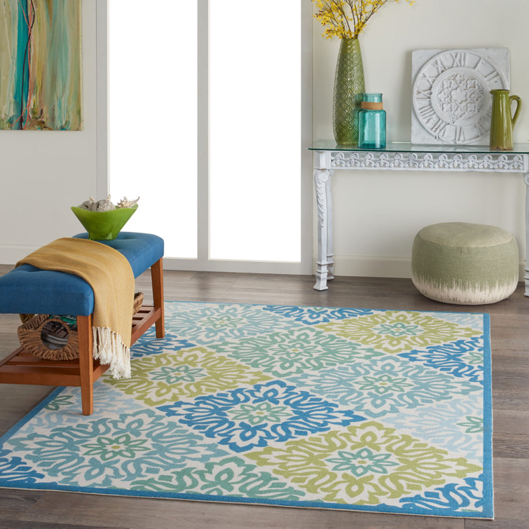 Charlton Home® Wifrith Geometric Blue/Green Outdoor Area Rug & Reviews ...