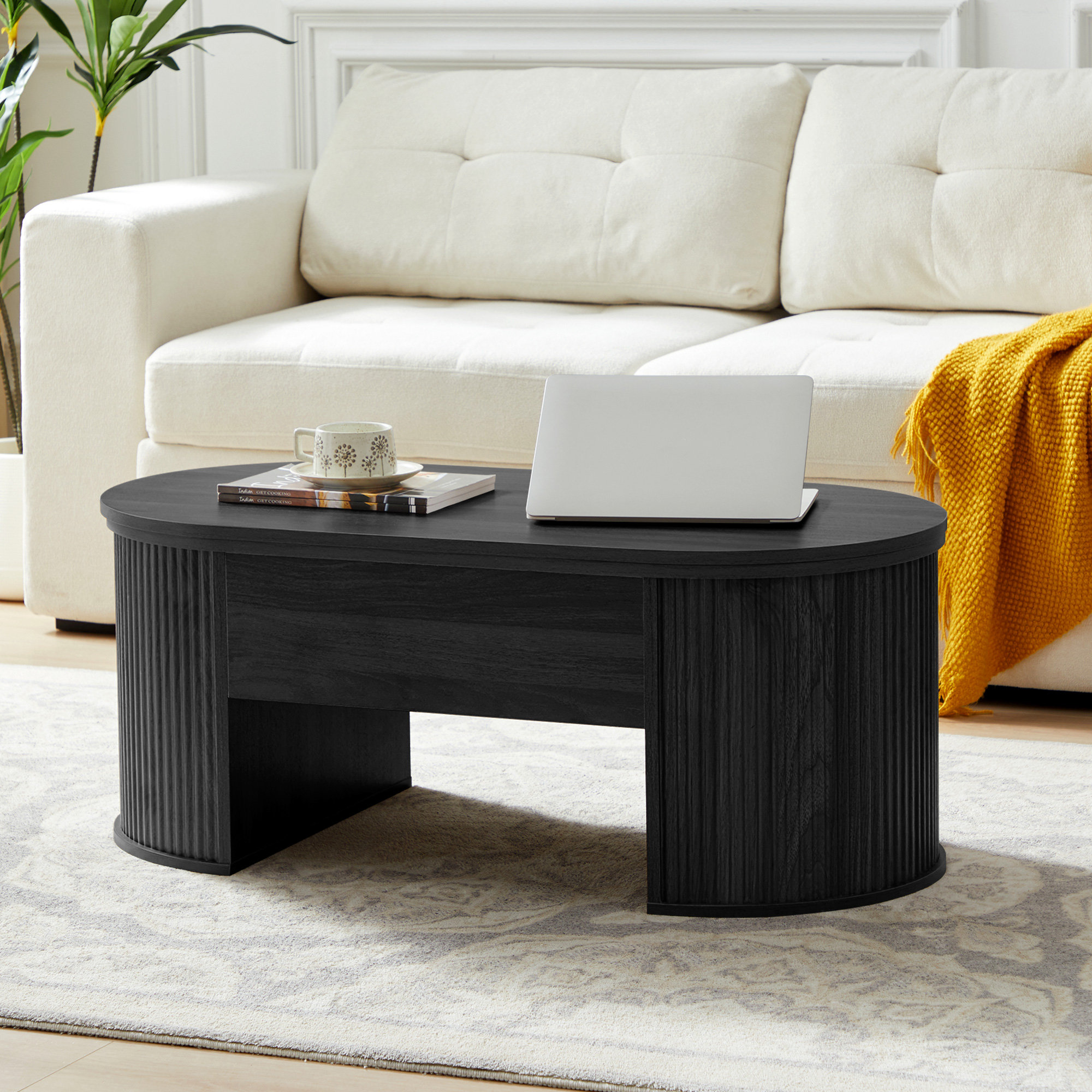 ABCOJ 39.37'' W Oval Lift Top Coffee Table With Storage - Wayfair Canada