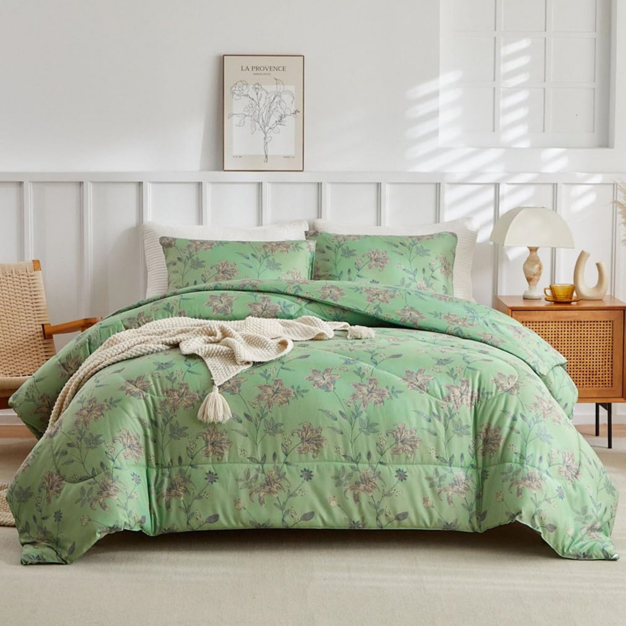 VCLIFE Microfiber Floral Print Comforter Set | Wayfair