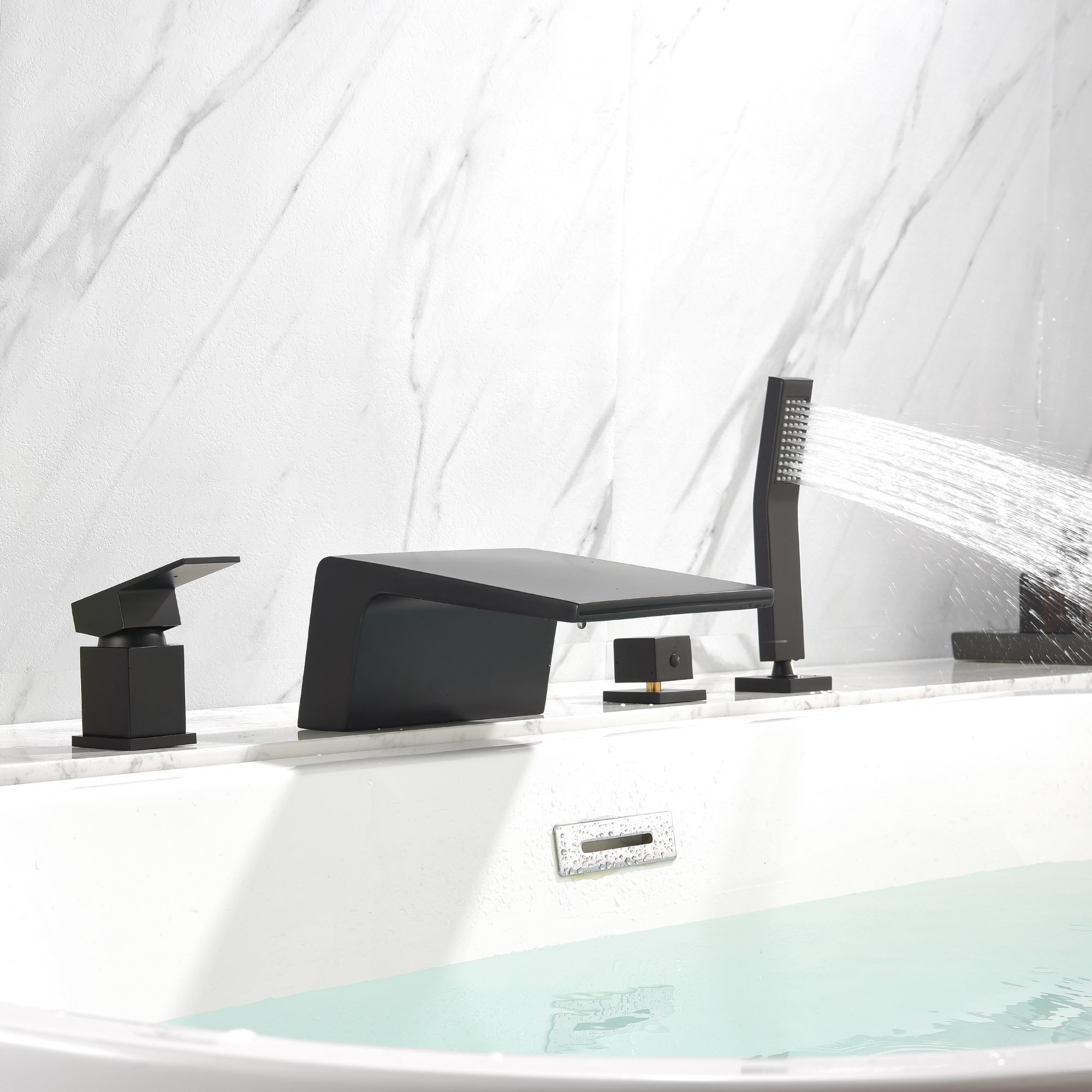 SHAMANDA Deck Mounted Tub Spout with Handshower | Wayfair