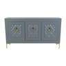 Everly Quinn Coastal Modern Acrylic Wood Console Cabinet Gray with Gold ...