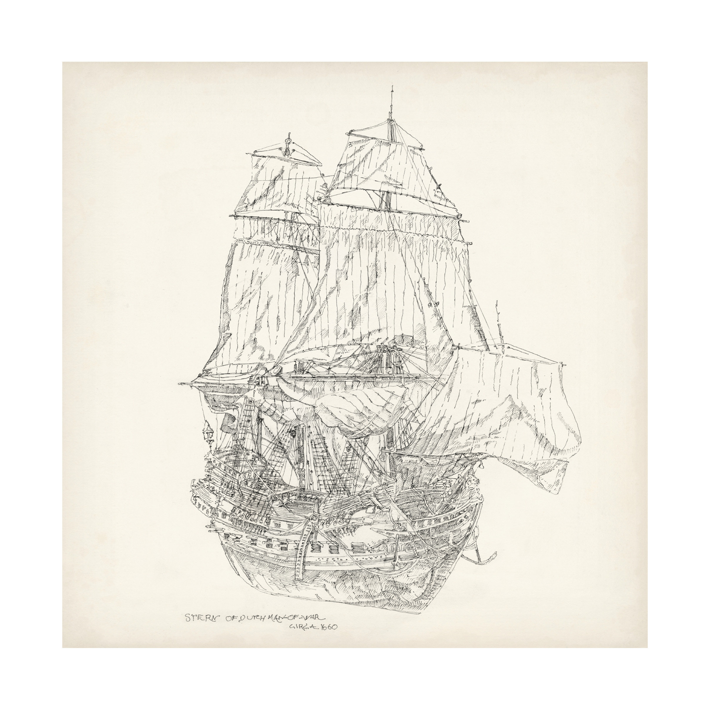 Trademark Fine Art Richard Foust 'Antique Ship Sketch V' Canvas Art ...