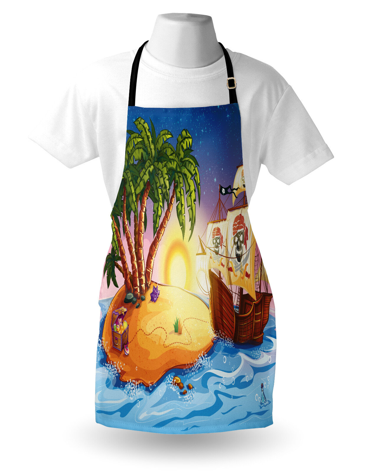 Arlmont & Co. Pirate Ship Apron Unisex, Exotic Sea Island, Adult Size ...
