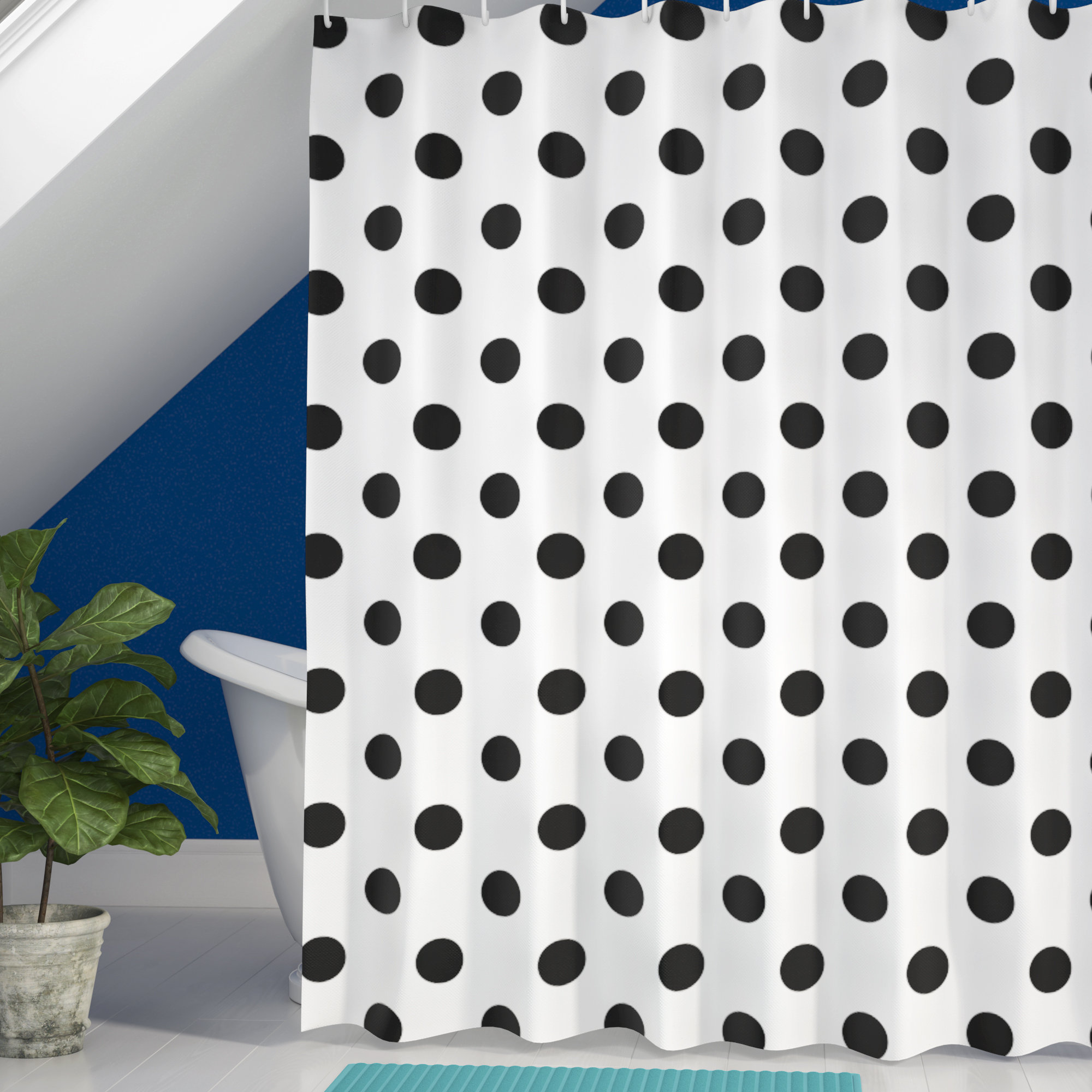 Wrought Studio™ Baltzell Polka Dots Art Single Shower Curtain & Reviews ...