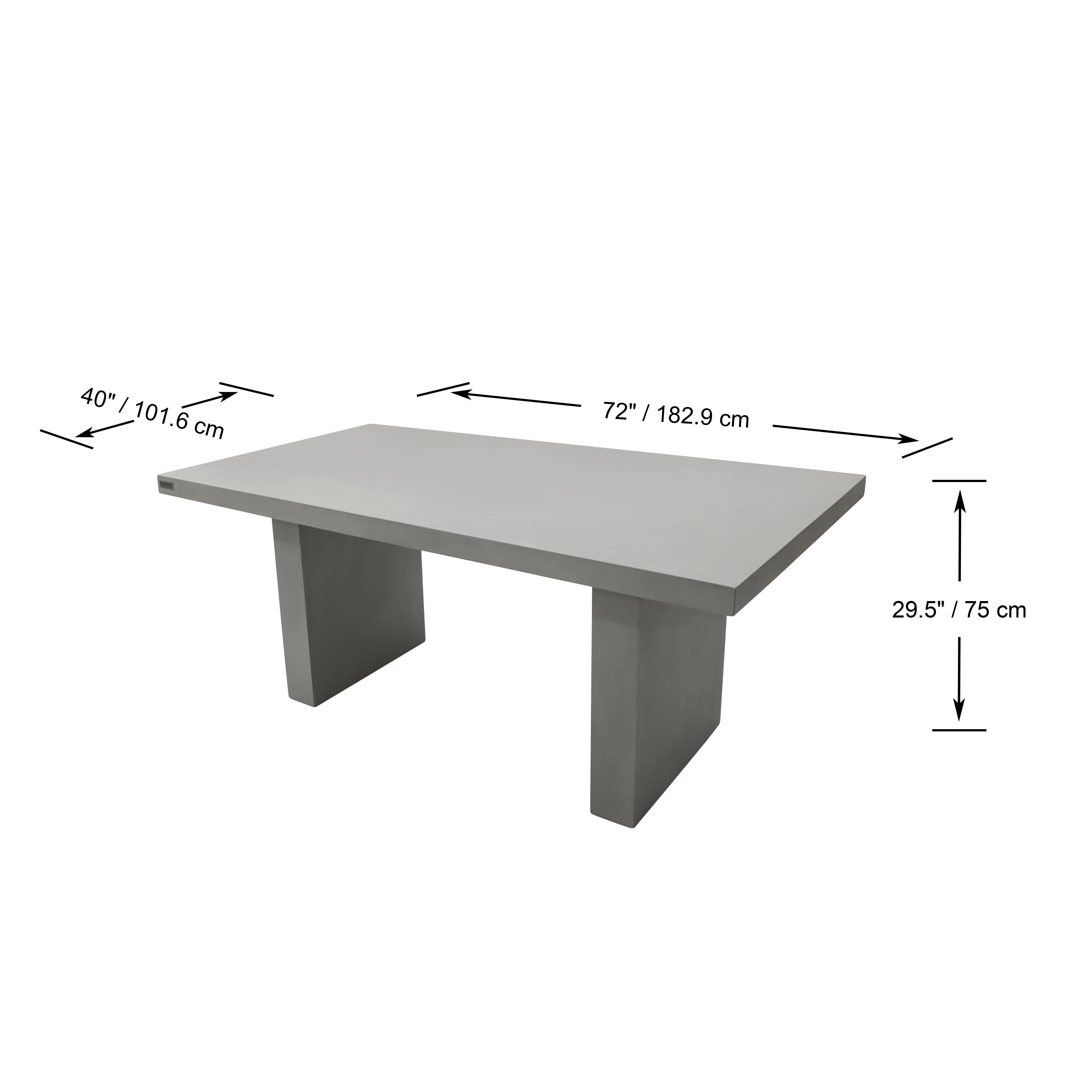 Elementi Home Santiago 72" Rectangular Space Grey Concrete Dining Table ...