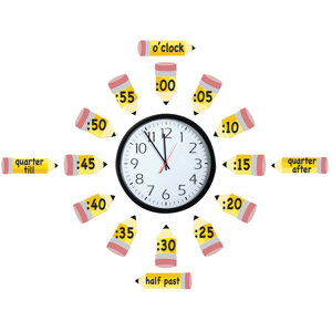 Eureka Classroom Telling Time Set Bulletin Board Cut Out & Reviews ...