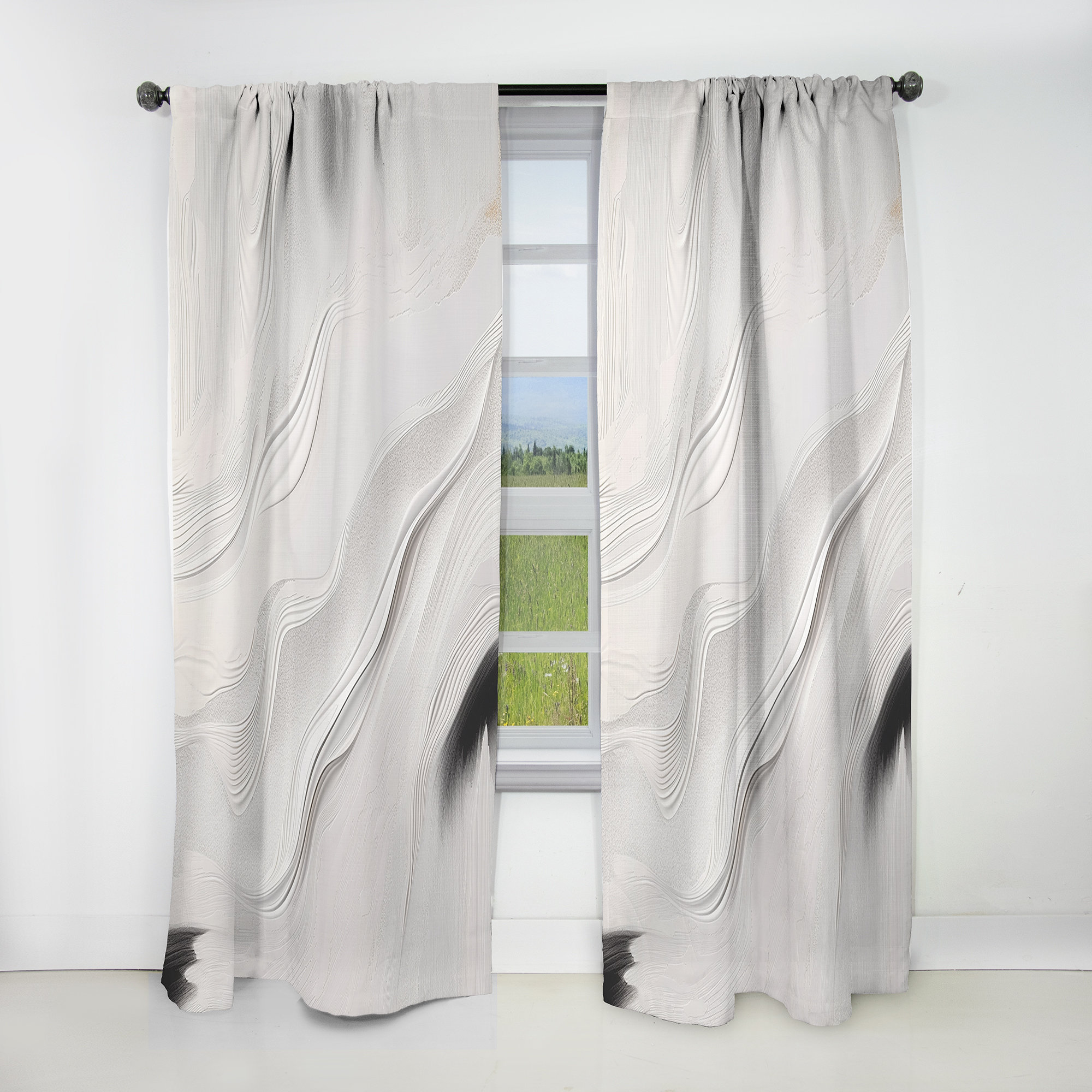 Design Art White And Grey Ripples Of Stone V - Abstract Marble Blackout ...