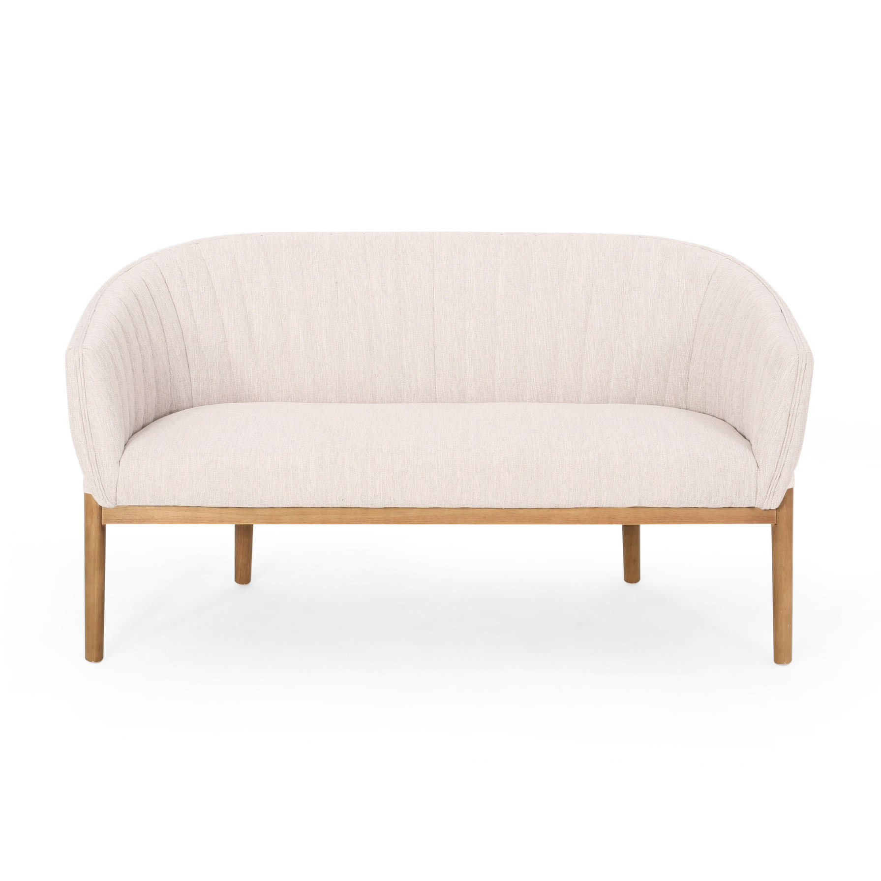George Oliver Mid Century Modern Beige Fabric , Channel Stitching ...
