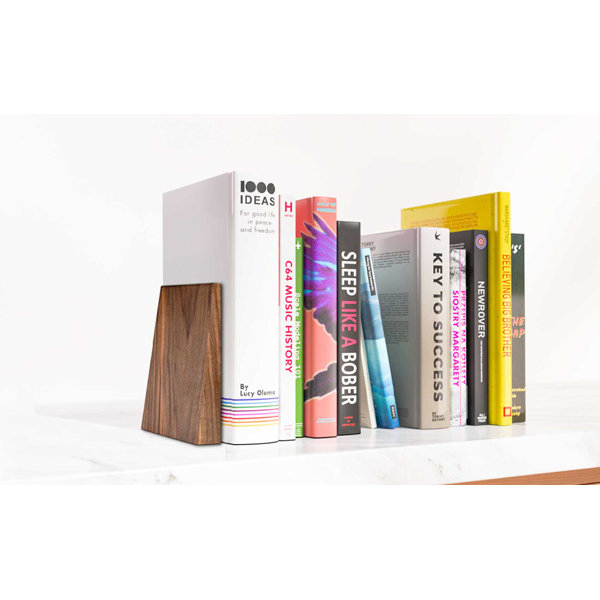 Millwood Pines 7" High Wood Book End Hold Heavy Books-Decorative Walnut ...