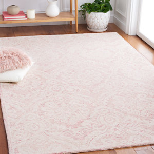 Wade Logan® Annig Handmade Pink/Ivory Area Rug | Wayfair