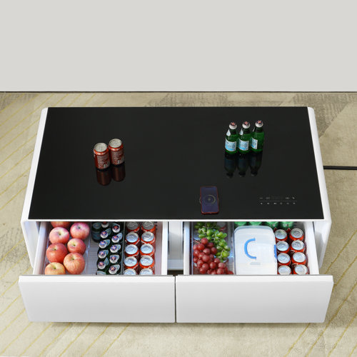 Hokku Designs Comaneci Smart Coffee Table with 135L Fridge, Bluetooth ...