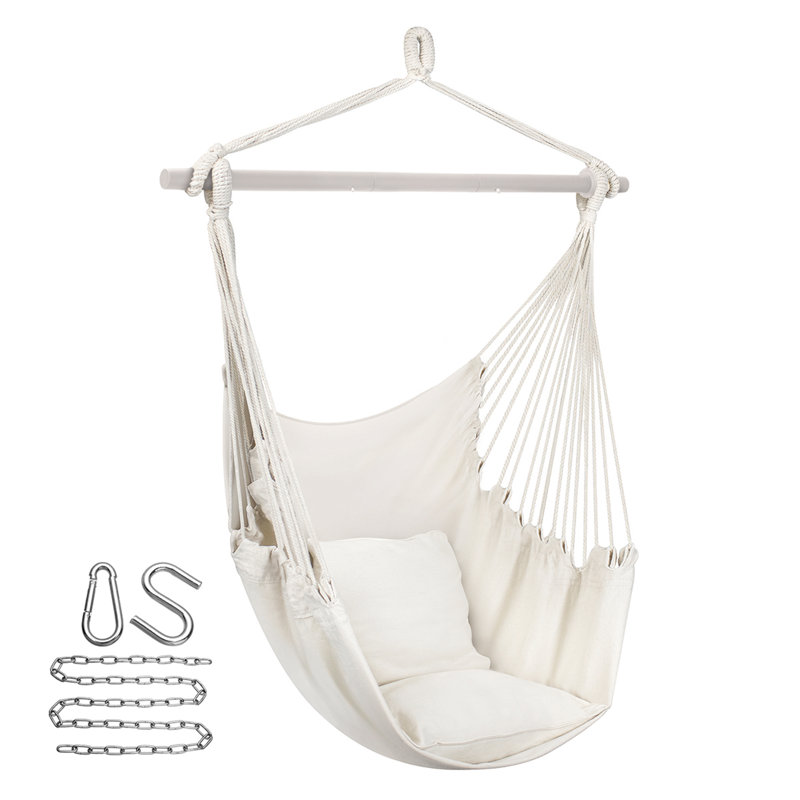 Sorbus Hanging Rope Hammock Chair Swing in White & Reviews | Wayfair