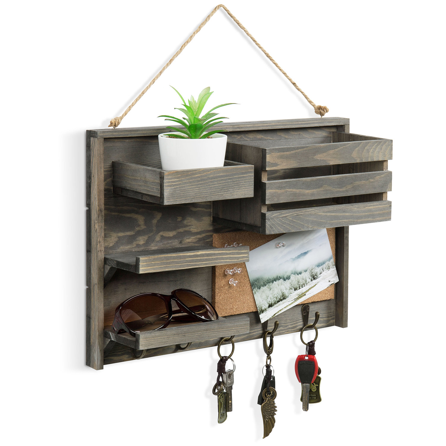 Gracie Oaks Jalayia Solid Wood Wall Organizer | Wayfair