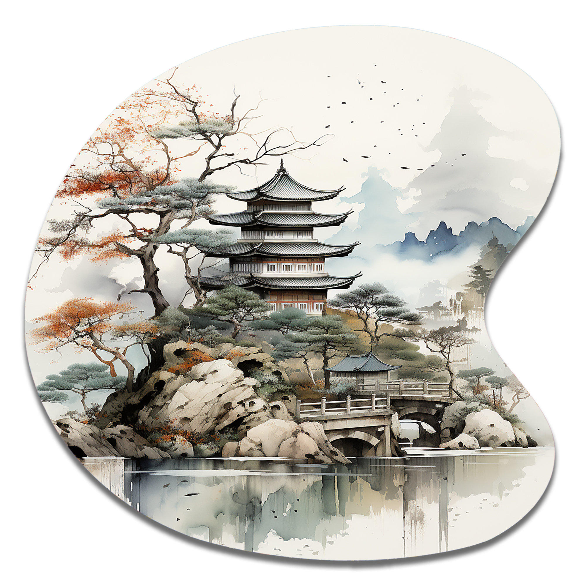 Design Art Asian Art Fantasy Sumi II - Asymmetrical Asian Art Metal ...