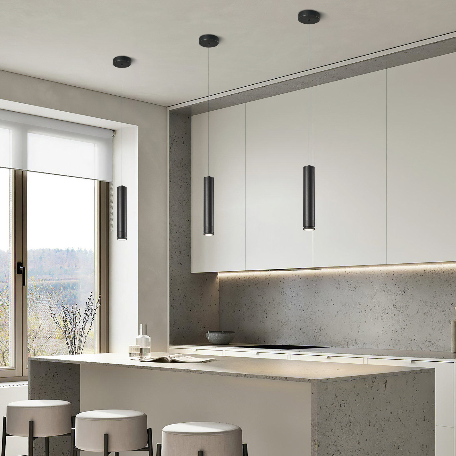 Mercer41 Adjustable Spotlight Led Pendant Light Fixtures Dimmable Black ...