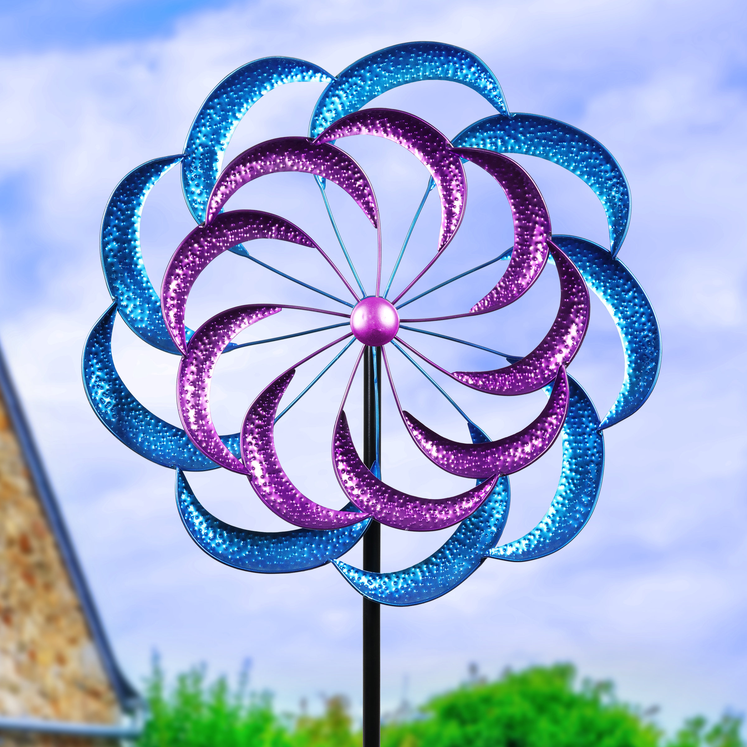 Exhart Double Kinetic Garden Spinner Stake, 24 by 78 Inches | Wayfair