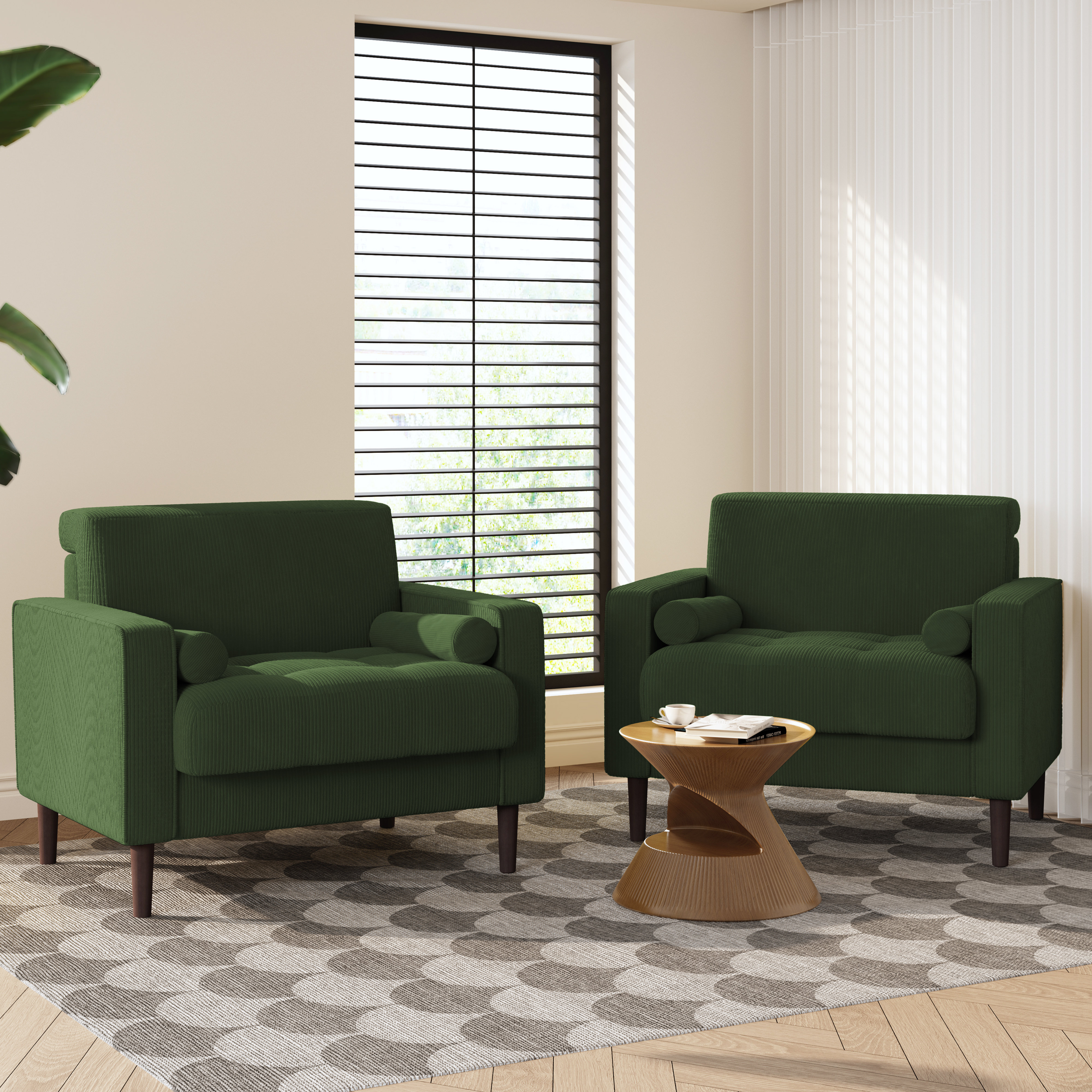 Wade Logan® Iliana Upholstered Corduroy Square Arm Tufted Club Chair ...
