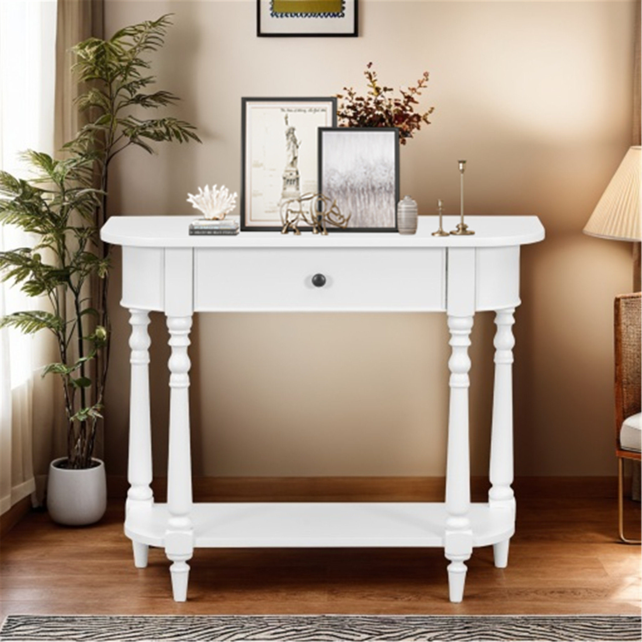Charlton Home® Charming Vintage Console Table with Versatile Storage ...