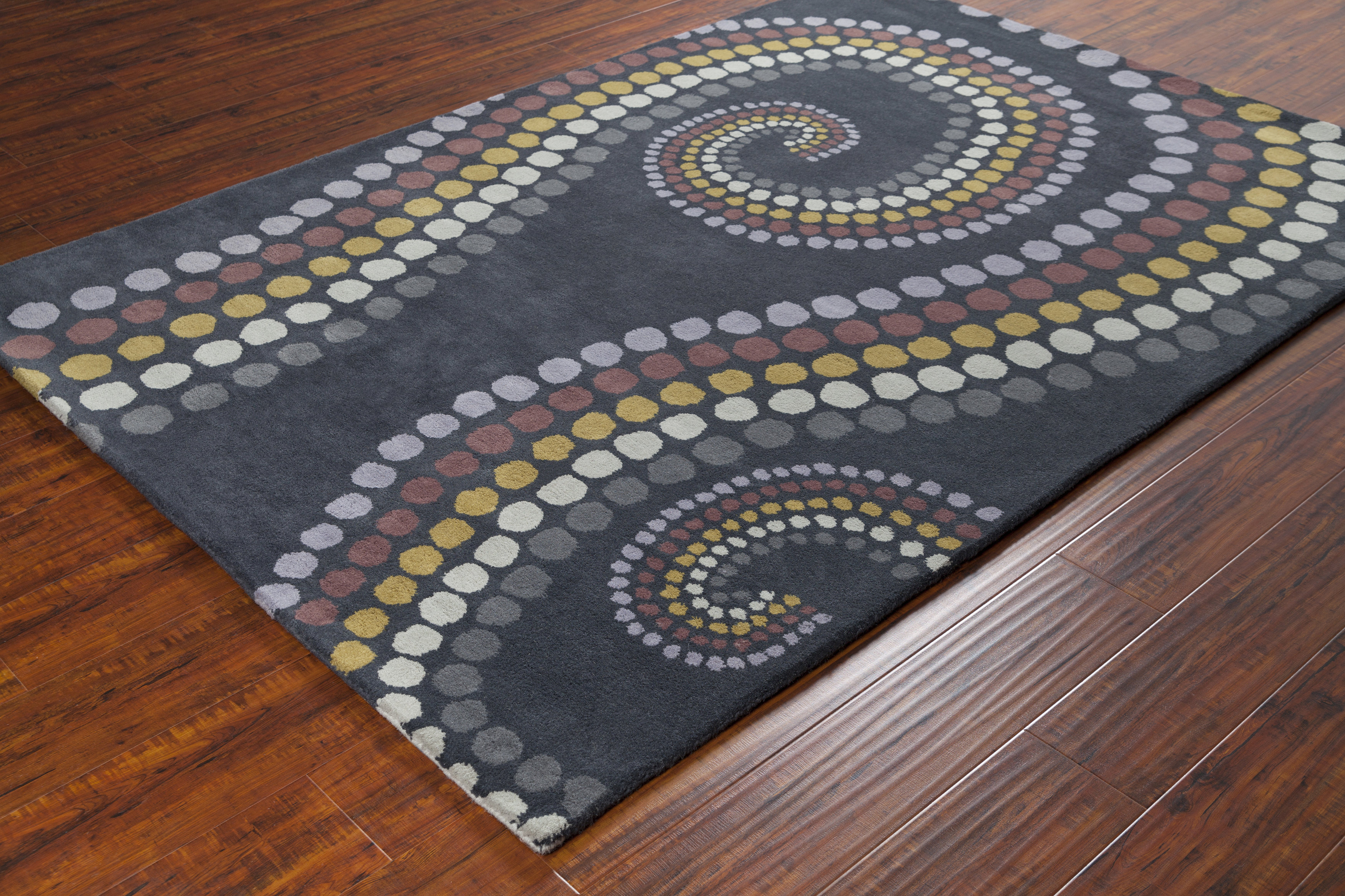 Lark Manor™ Ailey Authentic Handmade and Hand-Tufted Spiral Dot Wool ...