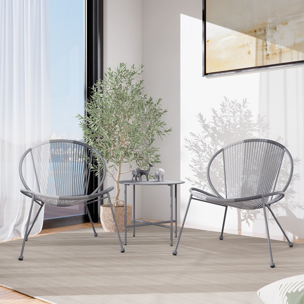 AllModern Halcott Steel Frame Rattan String Set Of 3 "& Reviews" | Wayfair